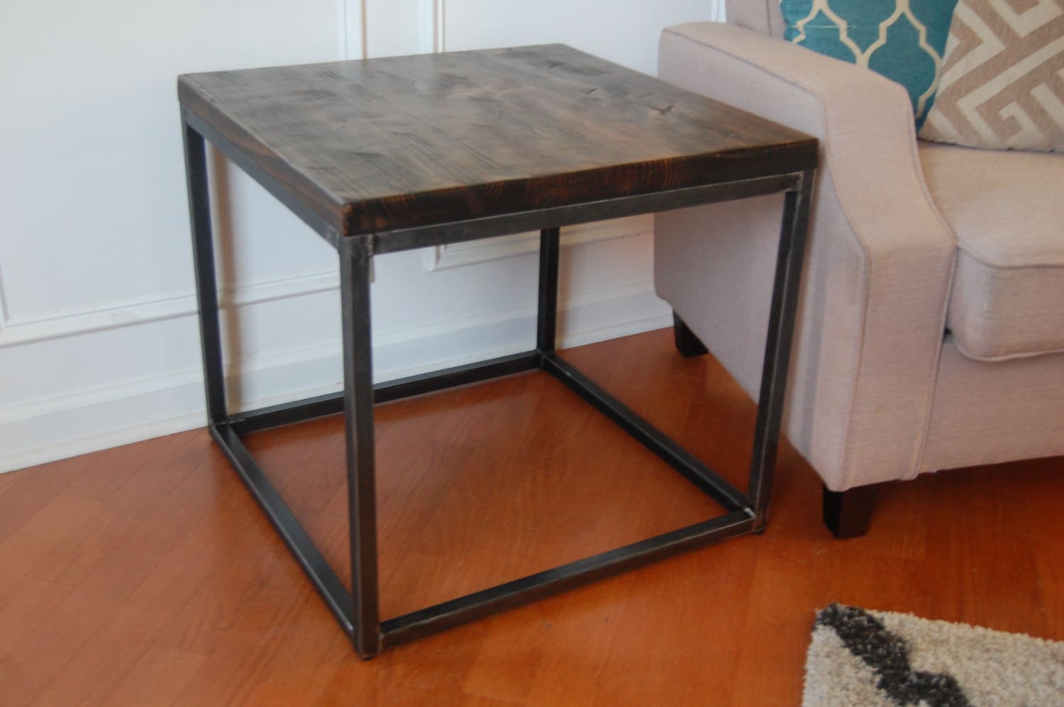 Rustic Industrial End Table – Woodland Steelworks