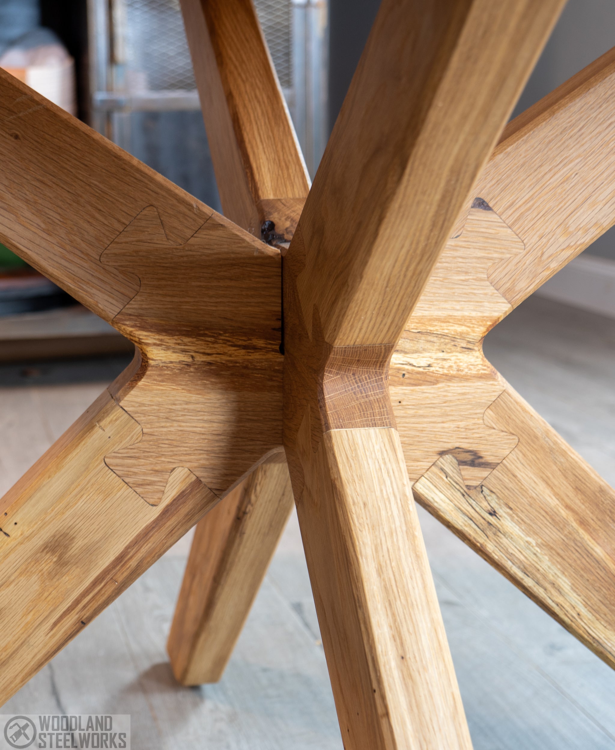 Live Edge Pecan Epoxy River Round Dining Table – Woodland Steelworks